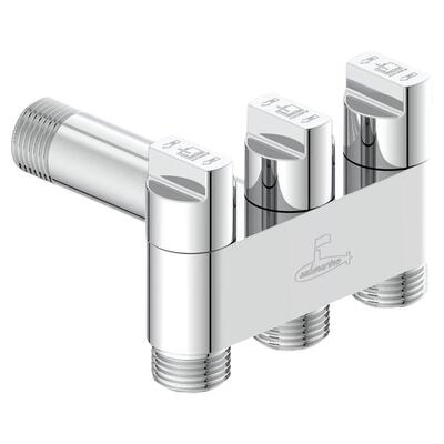 潜水艇一进三出加长角阀水龙头三通分水器阀独立开关洗衣机水龙头