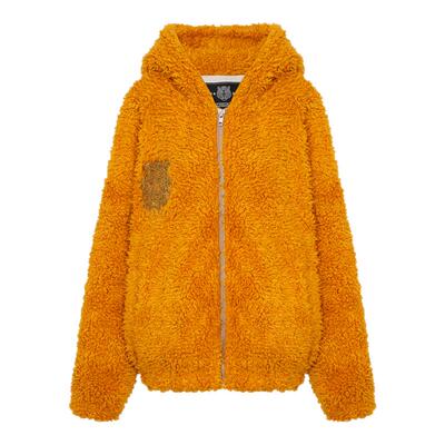 TCH轻奢潮牌黄色连帽休闲宽松毛毛外套女2025冬季新款T75D27E9005