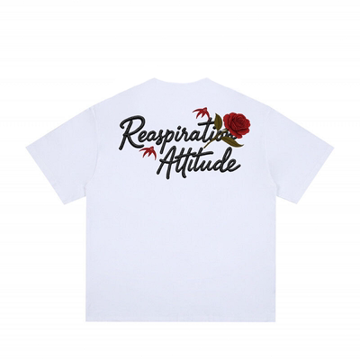 RASP国潮美式玫瑰字仿刺绣短袖T恤男女春夏新款潮牌印花上衣情侣