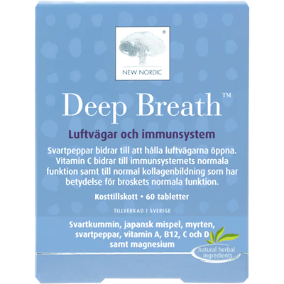 现货/直邮 瑞典NewNordic清肺片deep breath雾霾吸烟祛痰润肺60粒