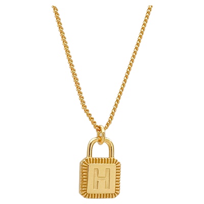 纯银字母锁头吊坠项链女不掉色