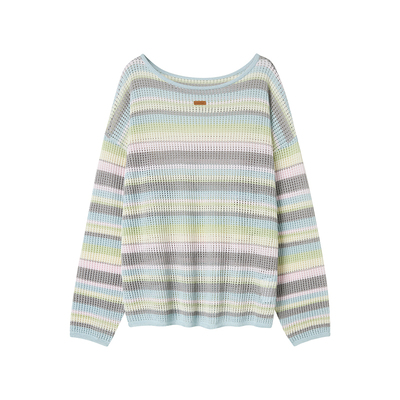 Uena彩色条纹镂空毛针织衫
