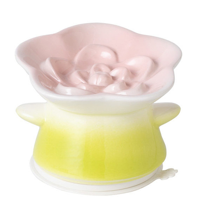 撞色花朵陶瓷猫狗慢食护颈碗