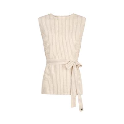 sdeer圆领撞色条纹收腰无袖上衣