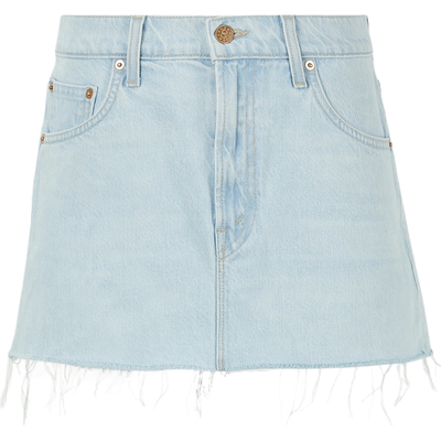 MOTHER DENIM 春夏女士毛边贴花牛仔迷你半身裙