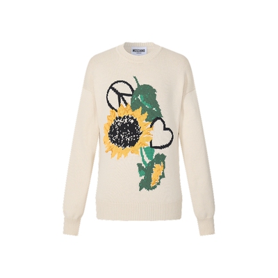 【新品首降】Moschino Jeans 26早春 女士向日葵图案针织衫