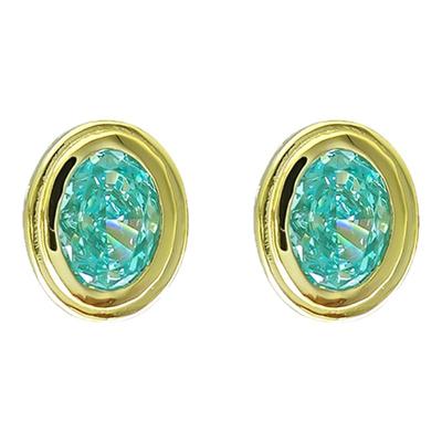 轻奢海蓝宝925银蛋形冷淡风耳钉