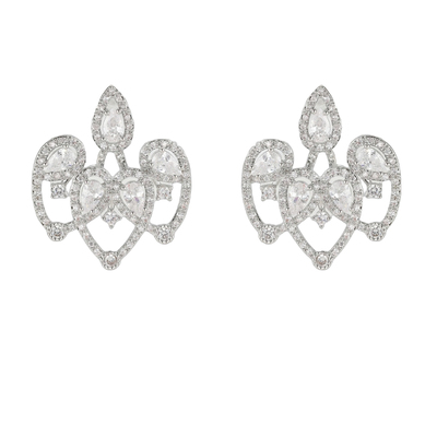 CrayonX镂空满钻爱心银针耳环