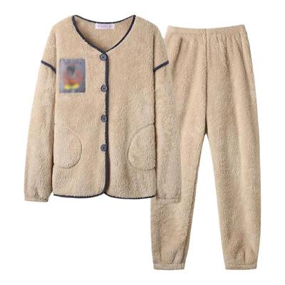 睡衣女新款法兰绒提花小香风睡衣舒棉绒家居服套装