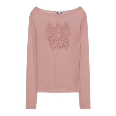 【现货】fletta bloom金智秀同款斜肩罩衫星星字母长袖T恤上衣