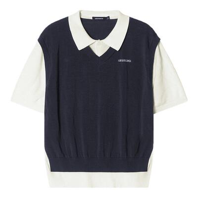 【假两件撞色】Unvesno(UN)MIU系学院风100%莱塞尔提花针织POLO衫