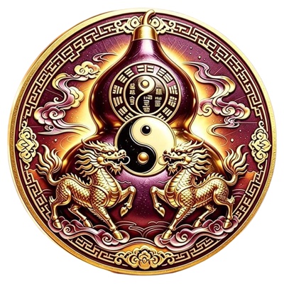门对门葫芦贴纸紫金双麒麟招财