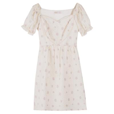 固执夏季新款法式复古方领碎花短袖短款连衣裙71432LQ07896