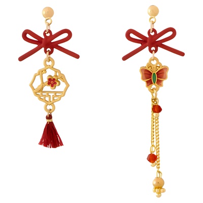 IPINK原创喜庆红色耳环新中式