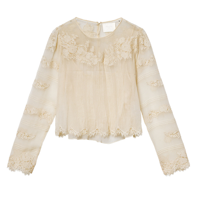 DOEN法式刺绣100%桑蚕丝衬衫女设计感小众2026春夏真丝长袖上衣