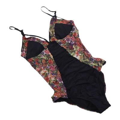 露背女连体泳衣热带花卉泳装时尚