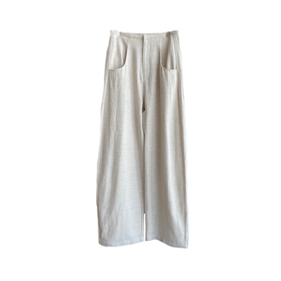 AMR UU◆福利款～量少～重磅天丝亚麻高腰显瘦直筒阔腿裤女夏新