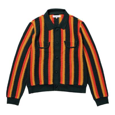 SASQUATCHFABRIX. Knit Cardigan Rasta撞色条纹纽扣翻领针织开衫