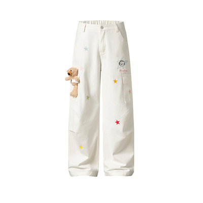 DARKAGE原创刺绣挂件熊宽松长裤