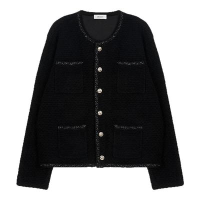 CRUSH Collection2025年早秋新款皮边编织花呢夹克外套男女情侣款