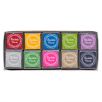 16色套装彩色印泥学生橡皮章印章