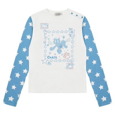 美式Y2K轻亚撞色星星短款长袖