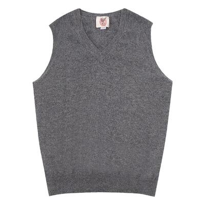 鹿王纯羊绒v领套头衫男士背心
