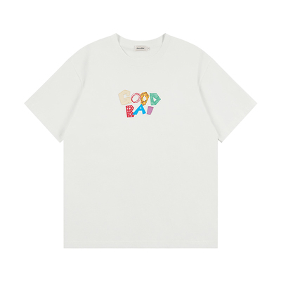 GOODBAI 男女同款logo贴布绣彩色印花圆领oversize短袖T恤