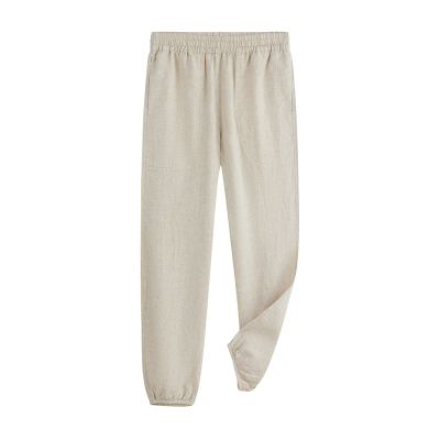 霞湖世家100%亚麻男士休闲裤