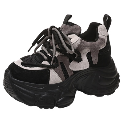 老爹鞋内增高女小个子拼色百搭鞋