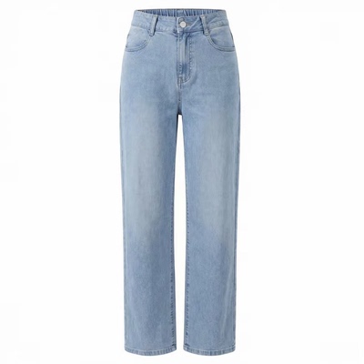 阿玛施高腰直筒薄款显瘦牛仔裤子