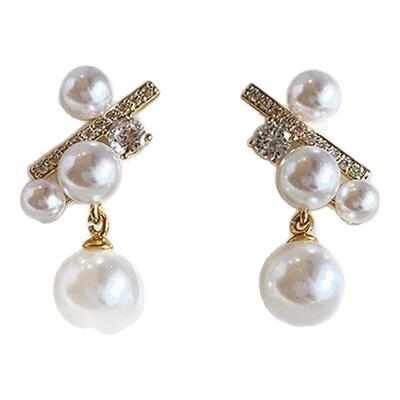 白色珍珠925纯银针轻奢小众耳环