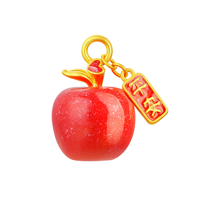 【新年礼物】周大生黄金红苹果转运珠女足金硬金温感珐琅手链手绳