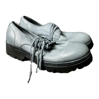 鬼帝德比鞋系带厚底复古手工马皮