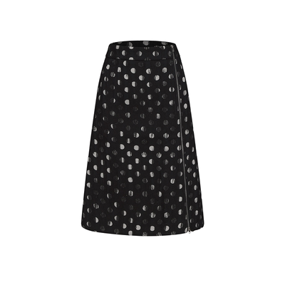 UNR新品波点双向拉链A字半身裙女