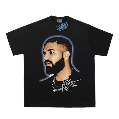 Drake 公鸭 嘻哈人像直喷宽松短袖纯棉夏季说唱圆领印花T恤透气