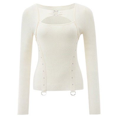 UHot镂空针织衫烫钻经典辣妹