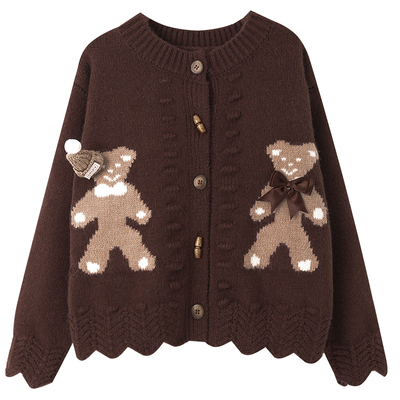 洋气小熊针织开衫外套潮毛衣