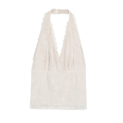 纯欲风蕾丝挂脖v领吊带背心