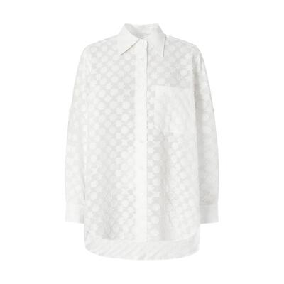 IMM尹默夏独家真丝棉提花剪花面料宽松OVERSIZE衬衫上衣女