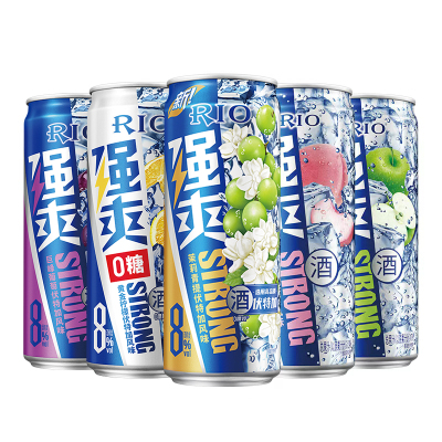 RIO锐澳强爽8度500ml*5罐鸡尾酒0糖冻顶乌龙梅酒茉莉青提伏特加