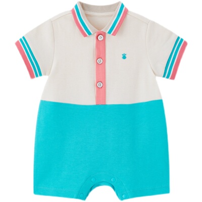 英氏男宝衣服夏季纯棉帅气连体衣