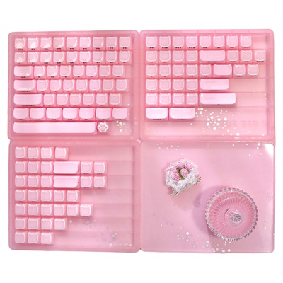 猫尔本双色键帽水晶双层透明MAO高度十字可爱女生主题果冻键帽