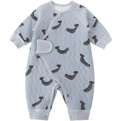 巴厘小猪新生儿秋冬季夹丝连体衣