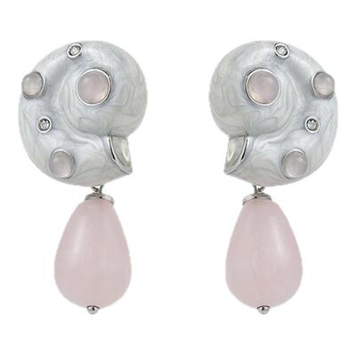 BLOTT度假系列 珠光珐琅海螺粉水晶耳环耳坠耳饰