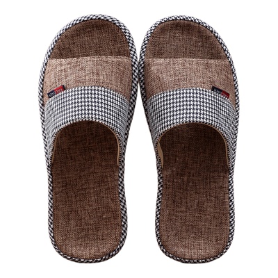 居家用防滑牛津底棉麻混纺拖鞋