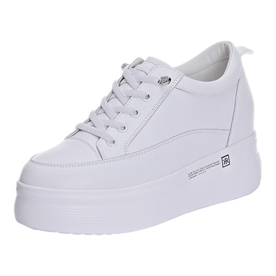 真皮小白鞋女厚底内增高9cm增高