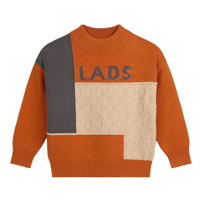 男生女生男小童拼色设计字母显时尚毛衫NJNBJ43217A