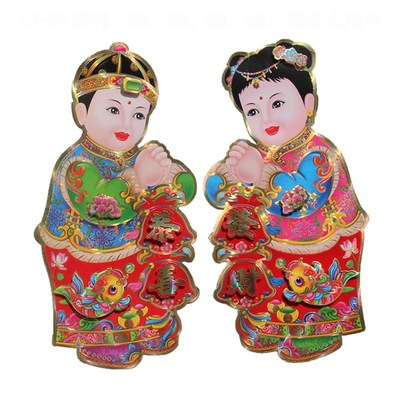 贴画贴纸卡通金童玉女立体门贴