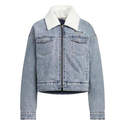 阿迪达斯三叶草女保暖牛仔棉服